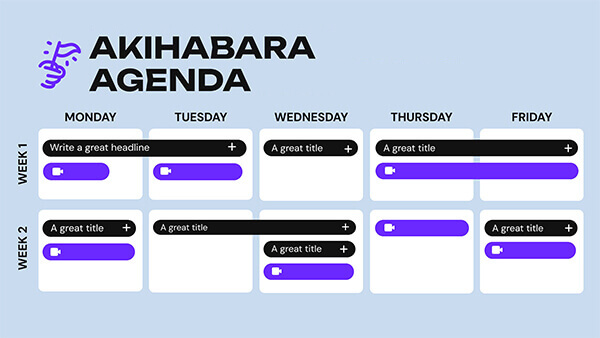 Planning agenda akihabara | Modèles Genially